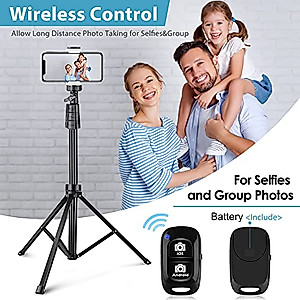 Aureday 67'' Selfie Stick,Phone Tripod Stand with Remote, Cell Phone Stand Tripod with Phone Holder for Vlogging，Recording, Compatible with iPhone&Android Phone/Cameras/GoPro