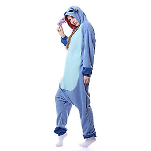 HANZEJINL Stitch Adult Onesie Pajamas,Polar Fleece Christmas Cosplay Costume,Womens Onesie Pajamas