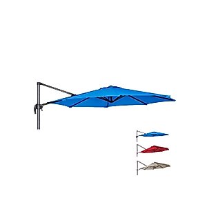 Formosa Covers Replacement Umbrella Canopy for 11ft 8 Rib Supported Bar Cantilever Market Outdoor Patio in Capri Blue Rib Length 64" to 66" Premium Vibrant Olefin Fabric (Canopy Only) (11ft 8 ribs)