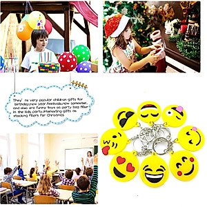 CRSUSUKJ 64 Pack Mini Emoticon Keychain Plush(16 expressions), Cute Keychain, Party Favors for Kids, Keychains, Valentine's Day Gifts/ Birthday Party Supplies, Emoticon Gifts Toys Carnival Prizes.