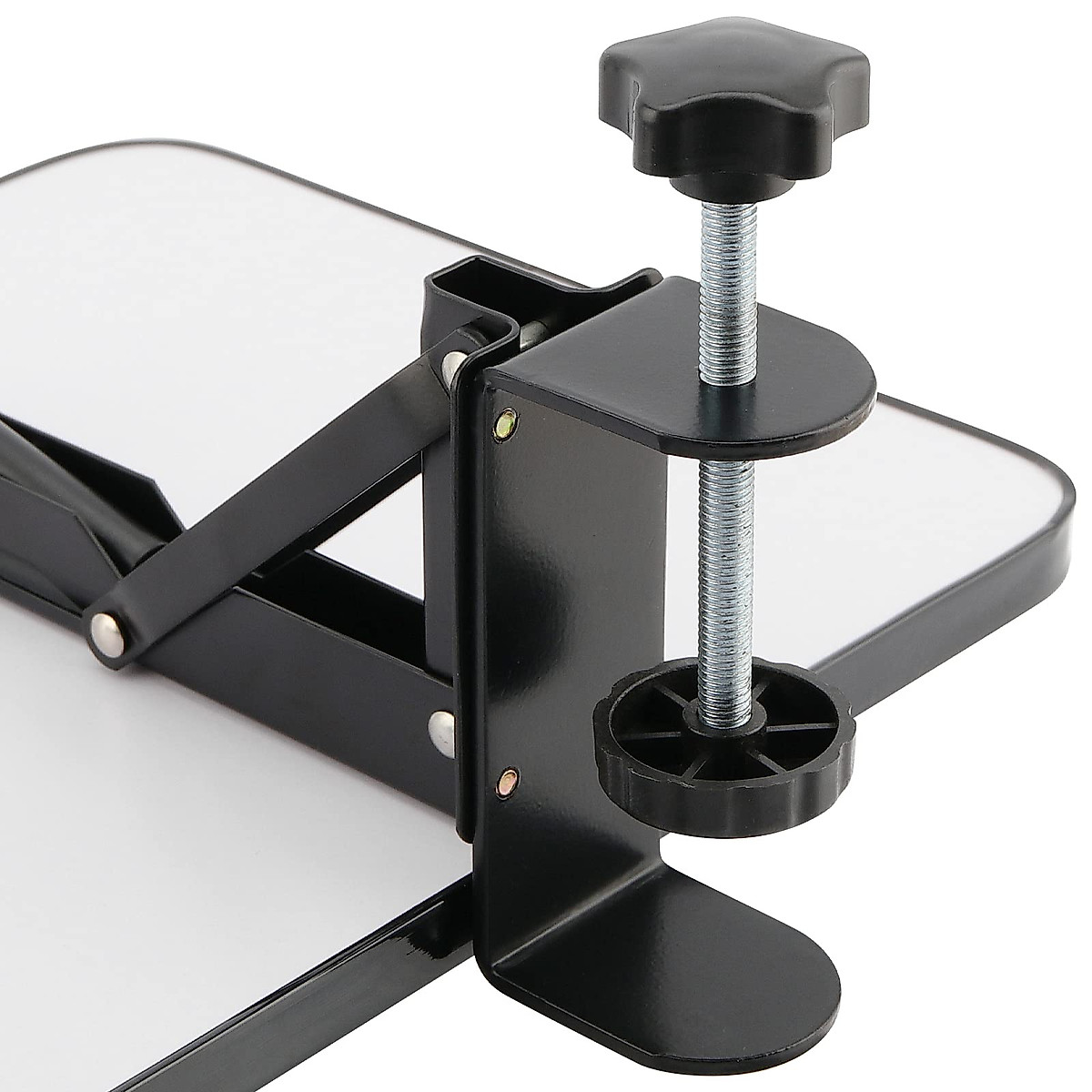 JAPCHET 20.5x9.8 Inches Ergonomics Desk Extender Tray, Clamp-on Keyboard Extension Platform, Keyboard Foldable Tray for Elbow Rest Desk Arm Support, Include Adjustable Clamps, Black, Table Mount