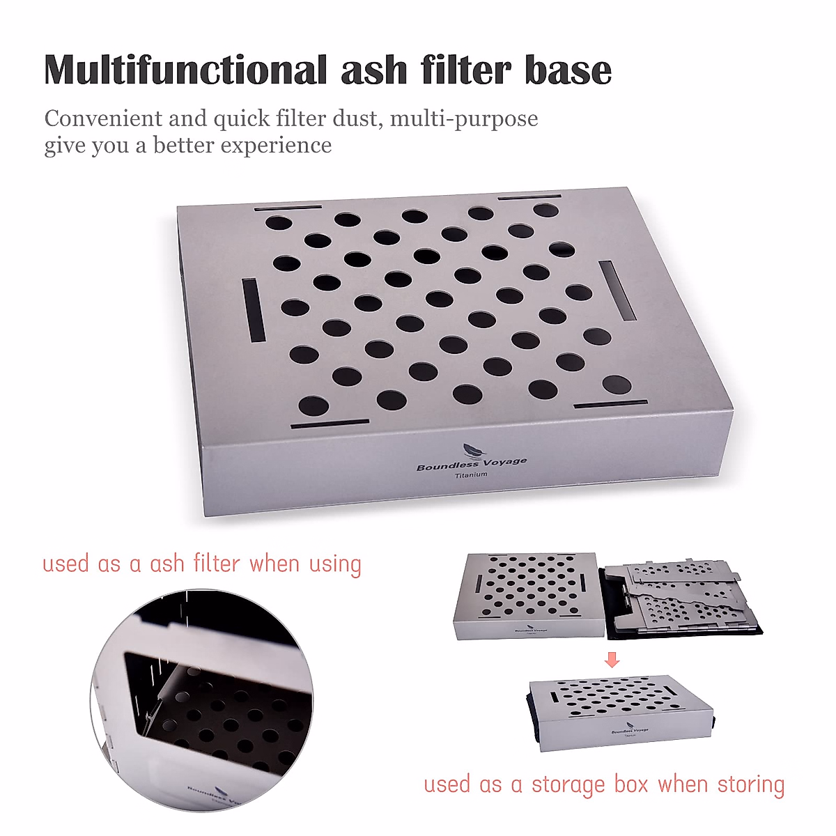 Boundless Voyage Outdoor Titanium Folding Wood Stove With Pot Bracket Foldable Camping Multi-Fuels Stove Portable Collapsible Charcoal Burner Furnace