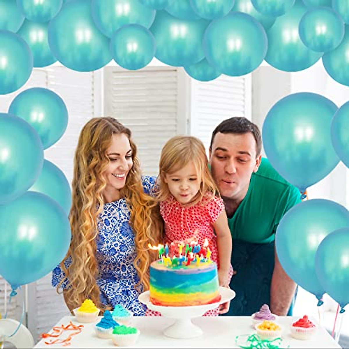 Teal Balloons, 77 Pack Turquoise Balloons Different Sizes 12 Inch 10 Inch 5 Inch Latex Teal Ballons Garland kit for Birthday Wedding Anniversary Baby Shower Decorations