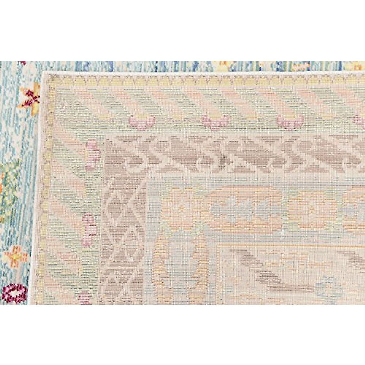 Unique Loom Austin Collection Traditional Border, Floral, Vintage Area Rug, 8' 0" x 10' 0", Blue/Green