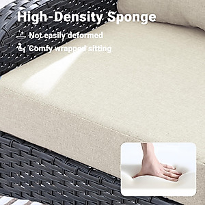 ovios 2 Pieces Patio Furniture Set, Outdoor Wicker Chairs of 2, All Weather High Back Rattan Chairs 2 Seats with Comfy Cushions for Porch Deck, Beige