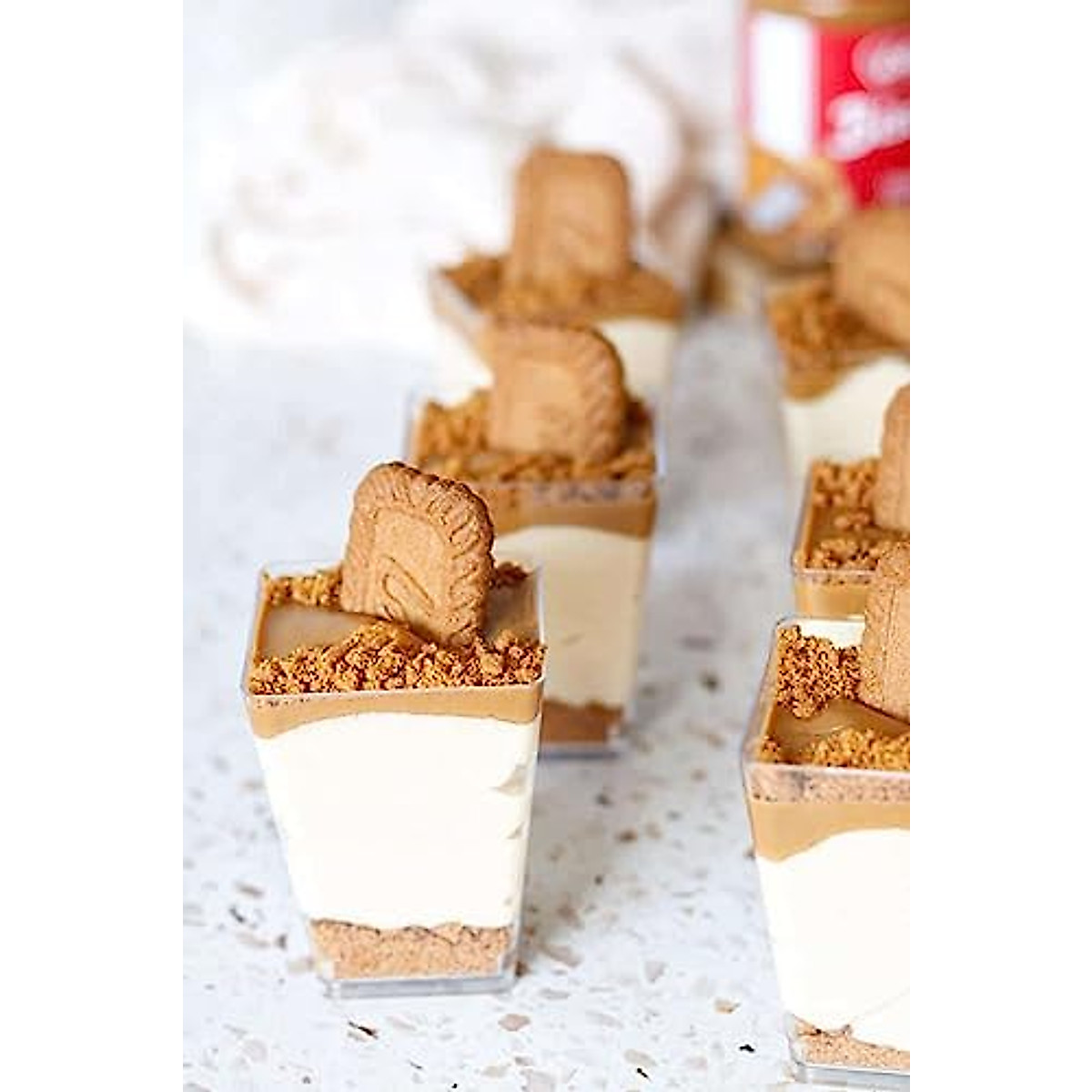 Delightz [50 Pack] 5.Oz Small Clear Plastic Dessert Cups, Disposable Mini Square Appetizer / Shooter Cup For Parfait, Desserts, Pudding, Yogurt.