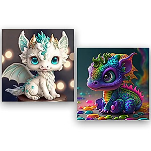 hkejoi 2 Pack Dragon Diamond Painting Kits for Adults - Dragon Diamond Art Kits for Adults, Dragon Gem Arts Kits for Gift Home Wall Decor(14x14inch)