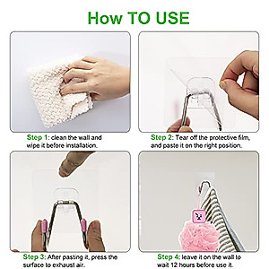 Diesisa Adhesive Hooks Wall Hooks for Hanging 6 Pack, Double Hanger Hooks for Robe Towel Coat Hooks in Bathroom Kitchen Sticky Hooks