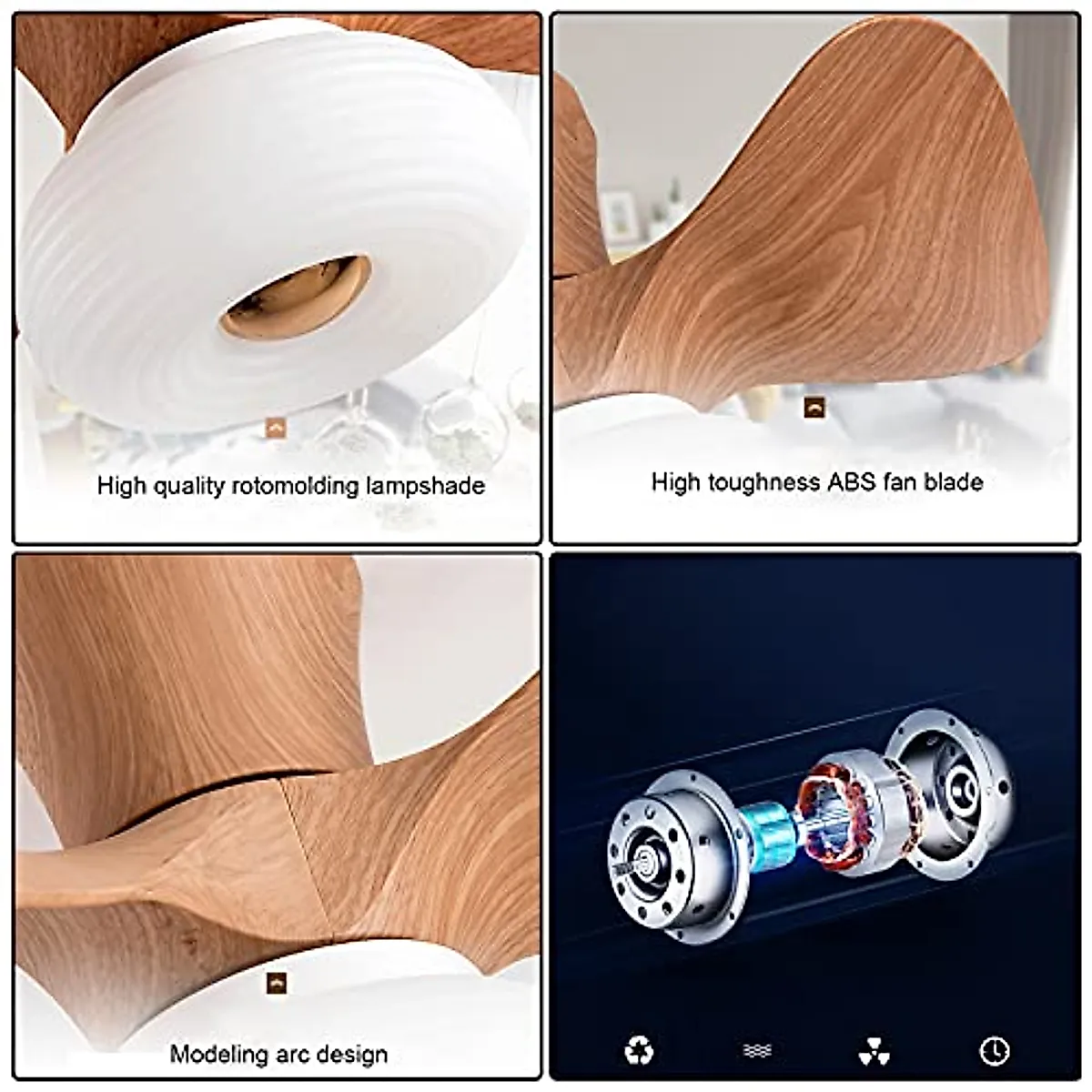 Ceiling Fan with Light and Remote Control,64W Modern LED Ceiling Light for Kids, 6 Speeds, 3 Colors Changing, Dimming Low Profile Fan Chandeliers for Girls Boy Bedroom, Children's Room,55CM,Black