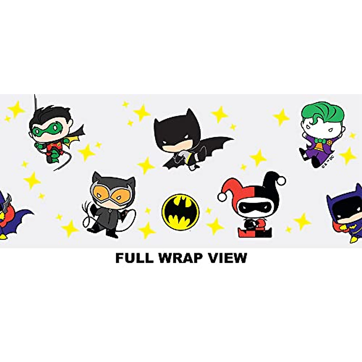 LOGOVISION Batman Kids Tritan Plastic Water Bottle with Straw Lid and Handle, Reusable Tumbler for Toddlers, Unisex for Girls and Boys, 12oz, Chibi Friends