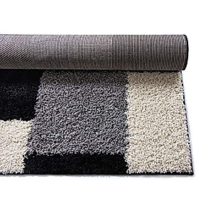 Well Woven Madison Shag Cubes Black Modern Area Rug 5'3" x 7'3"