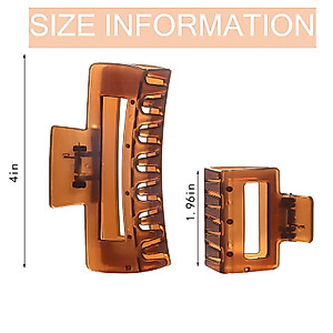 Alemaky 12 Pack Square Claw Clips, Big and Small Neutral Rectangle Hair Claw Clips, Non-slip Matte Large Hair Clips for Women,Strong Hold jaw clip for Thick Thin Hair (clear Jelly colour)