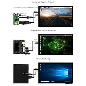 waveshare 10.1inch Capacitive Touch Screen LCD Compatible with Raspberry Pi 5/4B/3B+/3A+/2B/B+/A+/Zero/Zero W/WH/Zero 2W CM3+/4 1024×600, HDMI IPS 10-Points Touch Supports Windows/Jetson Nano