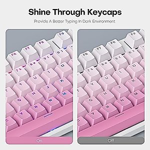 Ussixchare Gradient Keycaps, PBT Double Shot 104 Keys Keycaps, OEM Profile Custom Keycaps Set for 61/87/104 Cherry Gateron MX Switches Mechanical Keyboard(Lover Pink)