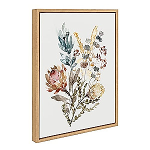 Kate and Laurel Sylvie Wildflower Bunch Framed Canvas Wall Art by Sara Berrenson, 18x24 Natural, Floral Accent for Wall