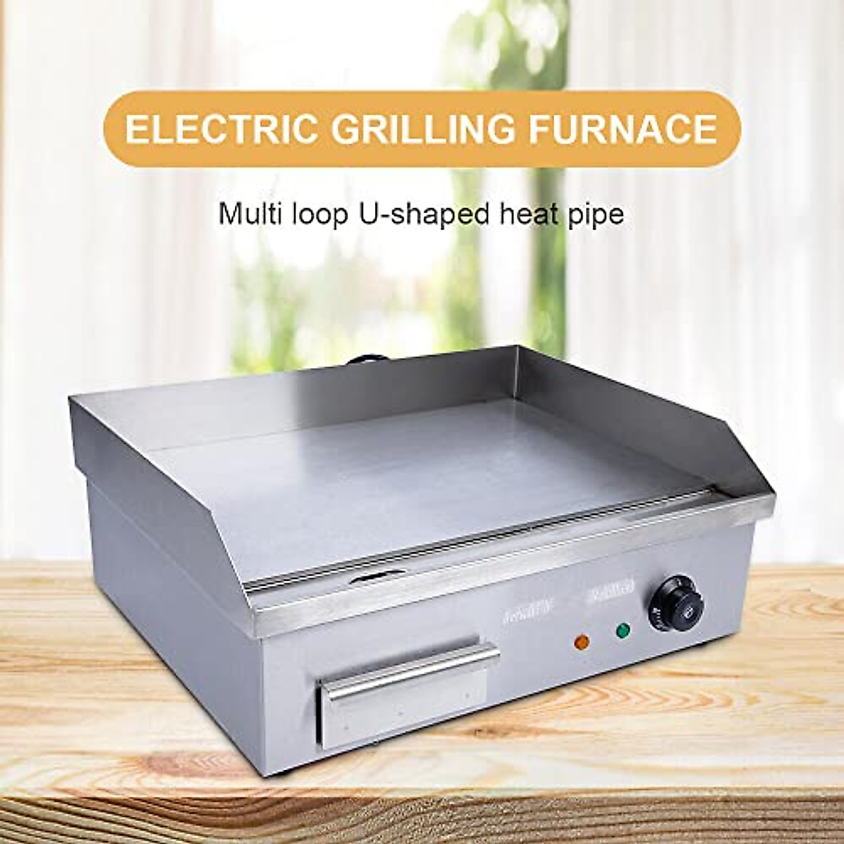 Commercial Electric Griddle, Flat Top Grill Hot Plate Stainless Steel Restaurant Grill Adjustable Thermostatic for Home Restaurant Kitchen BBQ Teppanyaki (110v, 3000W) (3000W)