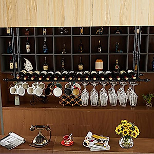 Ceiling Wine Rack, Black Hanging Cup and Glass Goblets Stemware Holder ，Red Wine Bottle Drink Storage Shelf， Bar Restaurant Decorative Display Organizer (Size : 60x30cm)