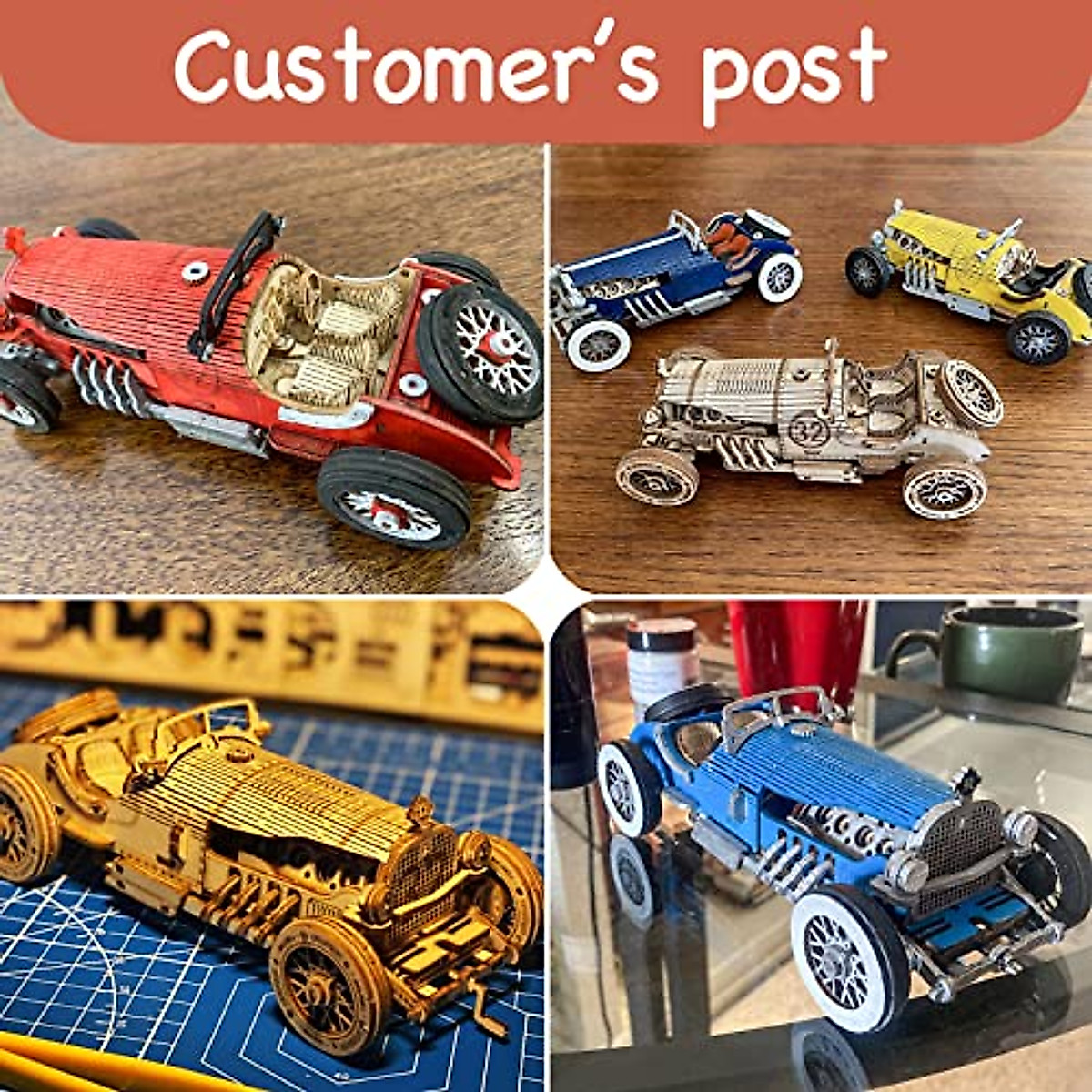 RoWood Model Cars to Build, 3D Wooden Puzzle for Adults & Teens, DIY Scale Mechanical Car Model Building Kits, Best Toys Gift for Kids - Grand Prix Car