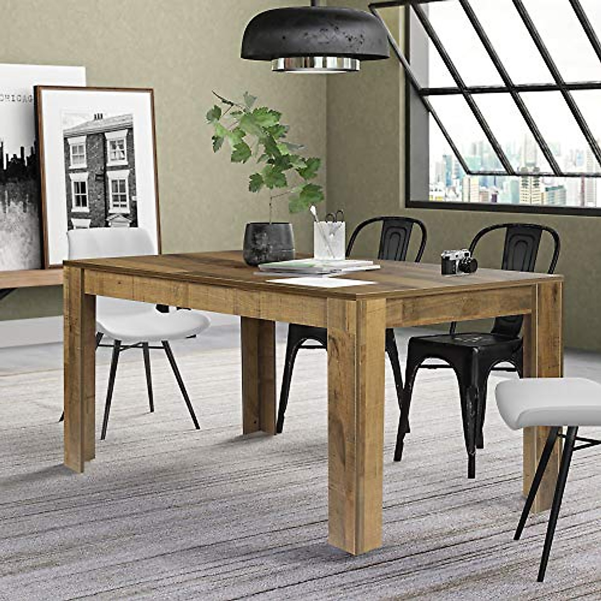 GIA Furniture Home Series Rectangular 59' x 35" Dining Table, Mixed Oak Finish
