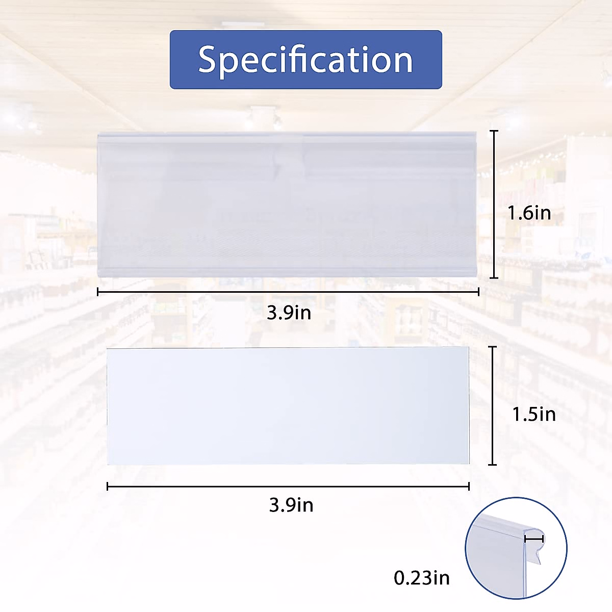 Diteje 20 Pack Plastic Wire Shelf Label Holder,Shelving Rack Retail Sign Hook Labels Clip On with Paper Inserts, 3.94x1.50inch
