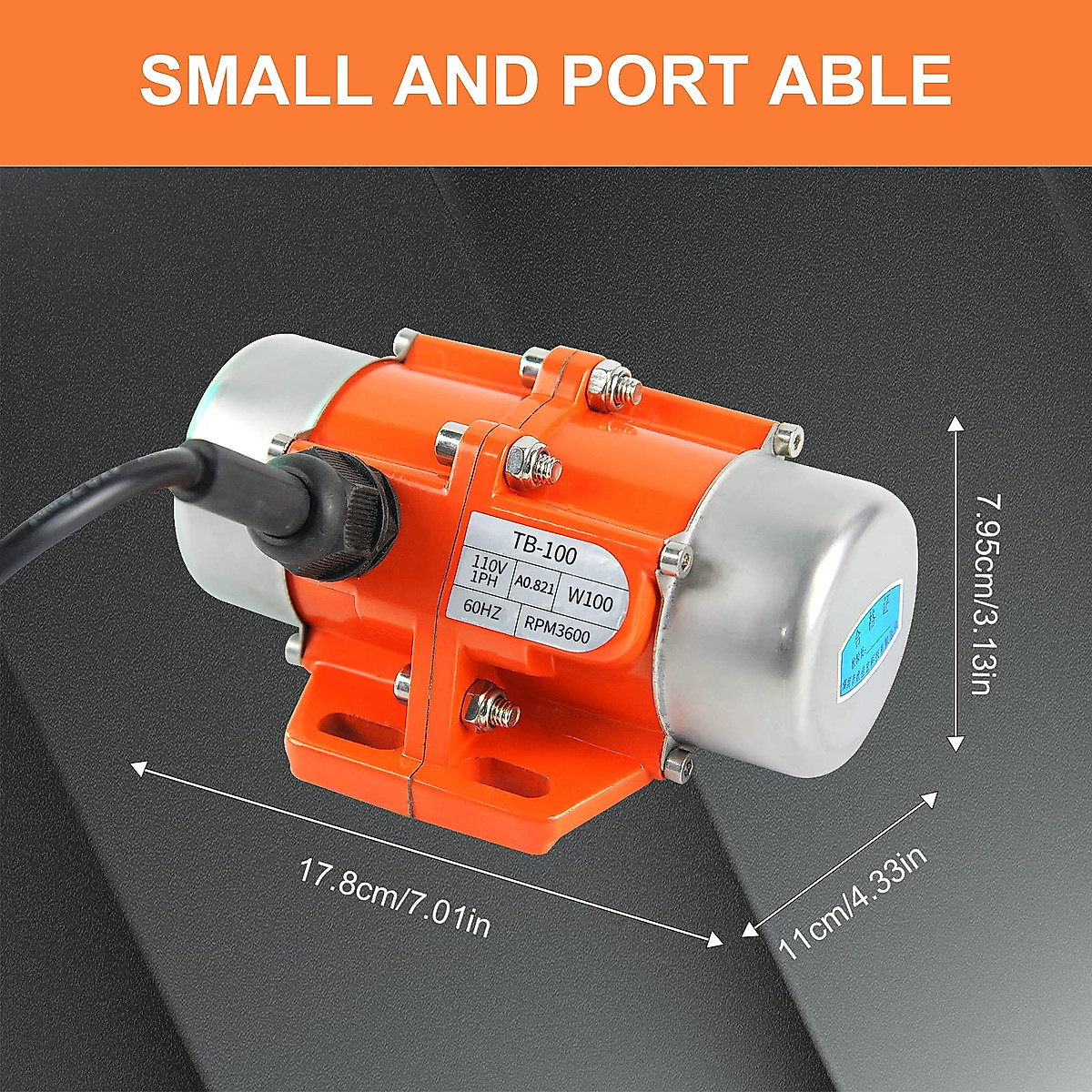 Small Concrete Vibrator Industrial Vibration Motor Single Phase 100W AC 110V 3600Rpm Aluminum Alloy Vibrating Vibrators for Sand Shaker Table