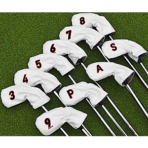 Big Teeth Golf Iron Covers White, 10Pcs Golf Iron Covers Set, Golf Club Iron Head Covers Fit Right and Left Handed Golfer