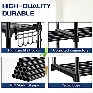 Mavivegue Metal Shoe Rack Organizer，8 Tiers Tall Shoe Shelf Storage，40-45 Pairs Vertical Large Boot Rack,Stackable Shoe Racks for Entryway, Closet, Garage, Bedroom,Cloakroom -Black