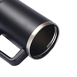 FAMKX 40oz Insulated Travel Mug Tumbler With Handle And Straw,Stainless Steel Double wall Vacuum Thermos Cup Keep Drink Cold and Hot (Black)