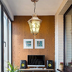 WHYA Rustic Bronze 37/45cm Retro Ceiling Pendant Lamp Die-cast Aluminum Glass E27 Outdoor Waterproof Hanging Lantern Rainproof Droplight Garden Park Courtyard Gazebo Porch Exterior Chandelier