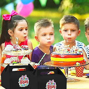 Lainrrew 30 Pcs Gable Candy Treat Boxes, Small Goodie Boxes Christmas Party Favor Boxes Kraft Paper Gift Box for Christmas Party Decorations Birthday Party Favors (Black)