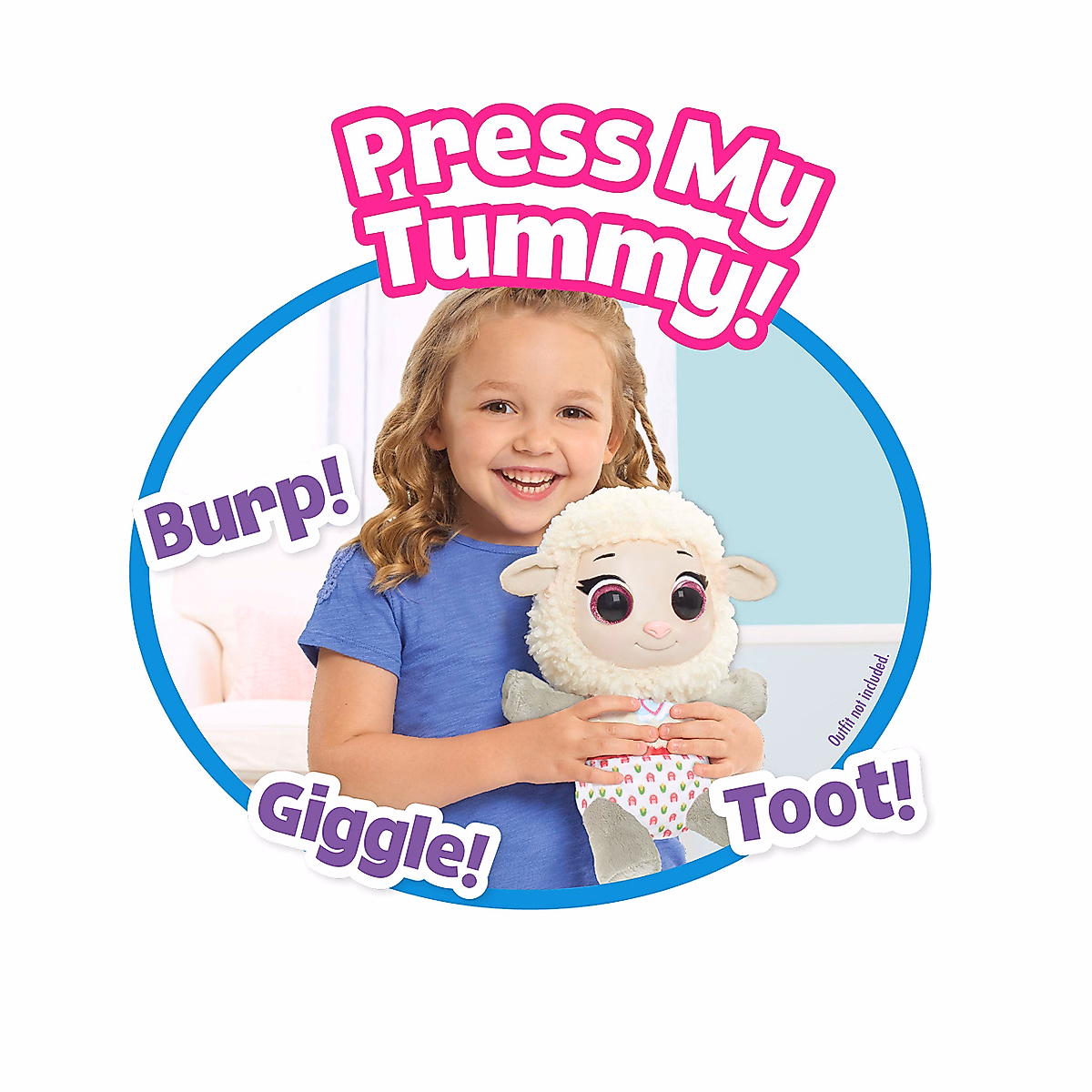 Disney Jr T.O.T.S. Tickle & Toot Baby Sheera the Sheep , 10-inch feature plush, Officially Licensed Kids Toys for Ages 3 Up by Just Play