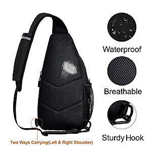 MOSISO Sling Backpack, Crossbody Shoulder Chest Bag Travel Hiking Daypack with Vertical Zipper Pocket&Reflective Strip, Black