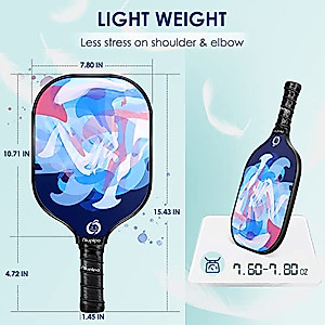 niupipo Pickleball Paddles, Pickleball Paddles Set of 2, Fiberglass Surface, Polypropylene Honeycomb Core, Cushion Grip, Lightweight Pickleball, Portable Carry Bag, White