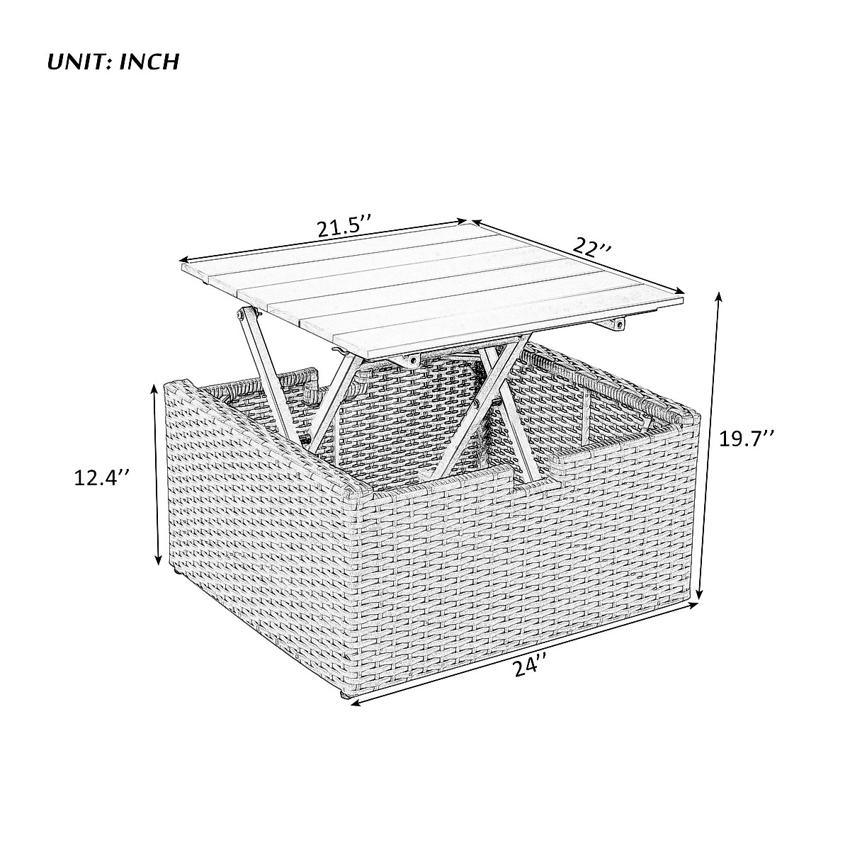 XD Designs 5-Piece Outdoor Patio Daybed Convertible Sofa Set, All-Weather PE Wicker Conversation Set with Washable Cushions and Liftable Coffee Table for Garden Backyard Poolside (Beige+HD)