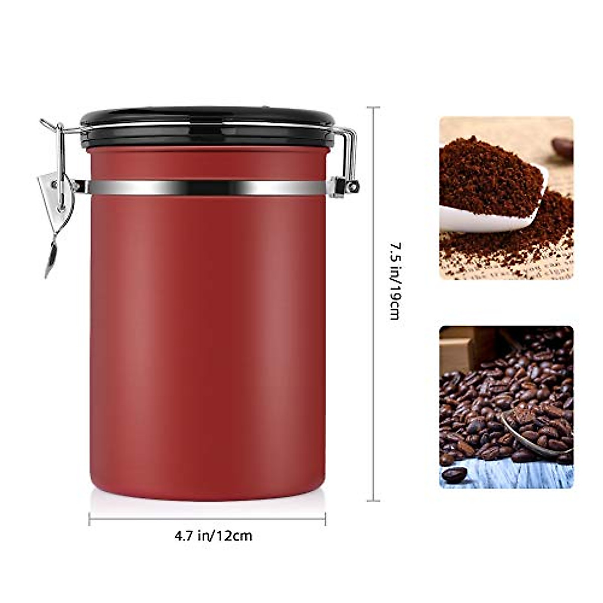 TOPINCN Gorgeous Coffee Canister Stainless Steel Airtight Container with Date Tracker,CO2-Release Valve,Storage Vault for Whole or Ground Coffee Bean,Keeps Your Coffee Fresh,1.8L