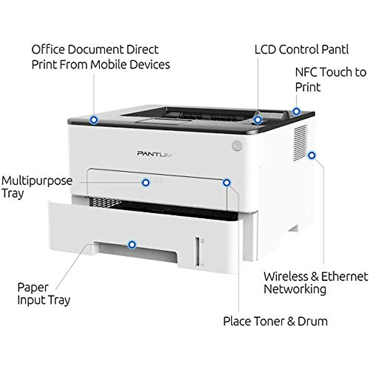 Laser Printer with WiFi Wireless NFC Duplex Two-Sided Black and White Monochrome Printing for Home Office School Student (35PPM, L2350DW-W2U36A)