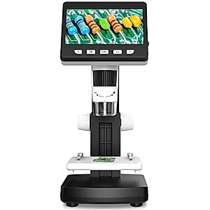 LCD Microscope 4.3" IPS Screen, 1080P Digital Stand Microscope Inspetion Camera, 8 LED Lights, 50x-1000x Magnification, USB Electron Microscopes Compatible with Computer