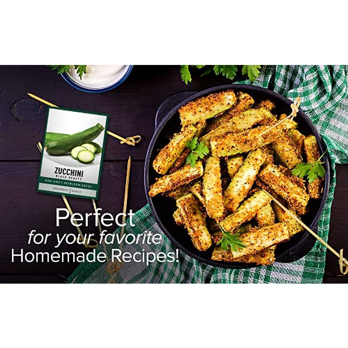 Zucchini Seeds for Planting - Black Beauty Green Heirloom, Non-GMO Vegetable Summer Squash Variety- 3 Grams Seeds Great for Summer Garden by Gardeners Basics