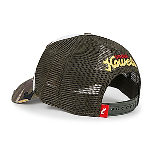 ililily Premium Howels Embroidery Vintage Baseball Cap Distressed Trucker Hat, White/Camo, Medium