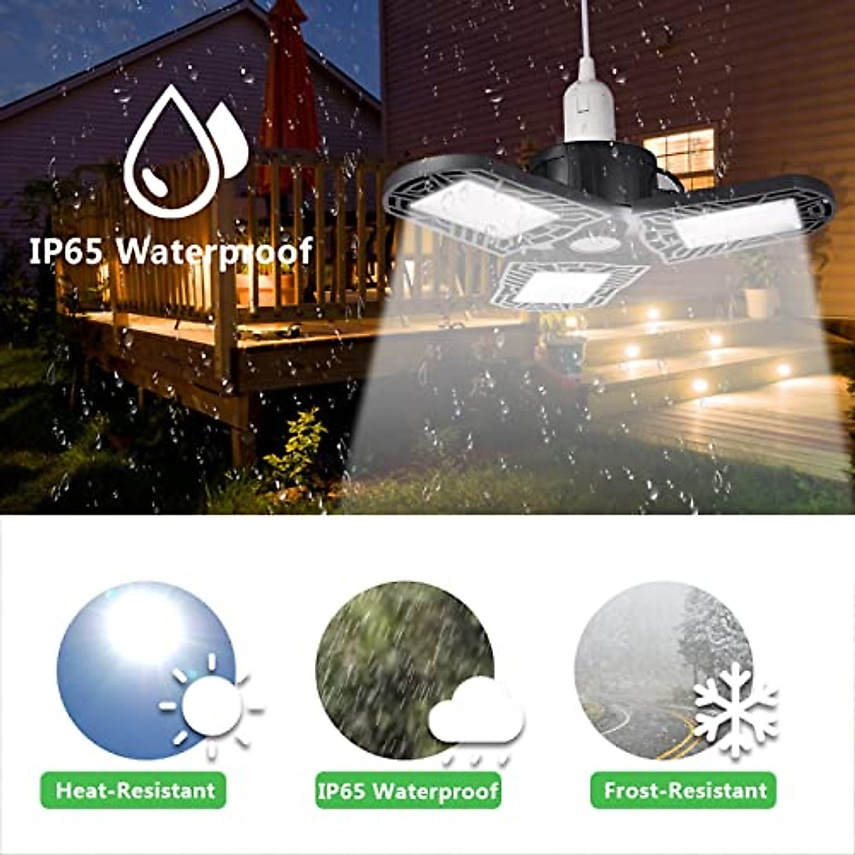 MAVARO Bright Led Garage Light, Garage Lights Ceiling Led, Three Glow Light for Garage, Workshop 8 Pack