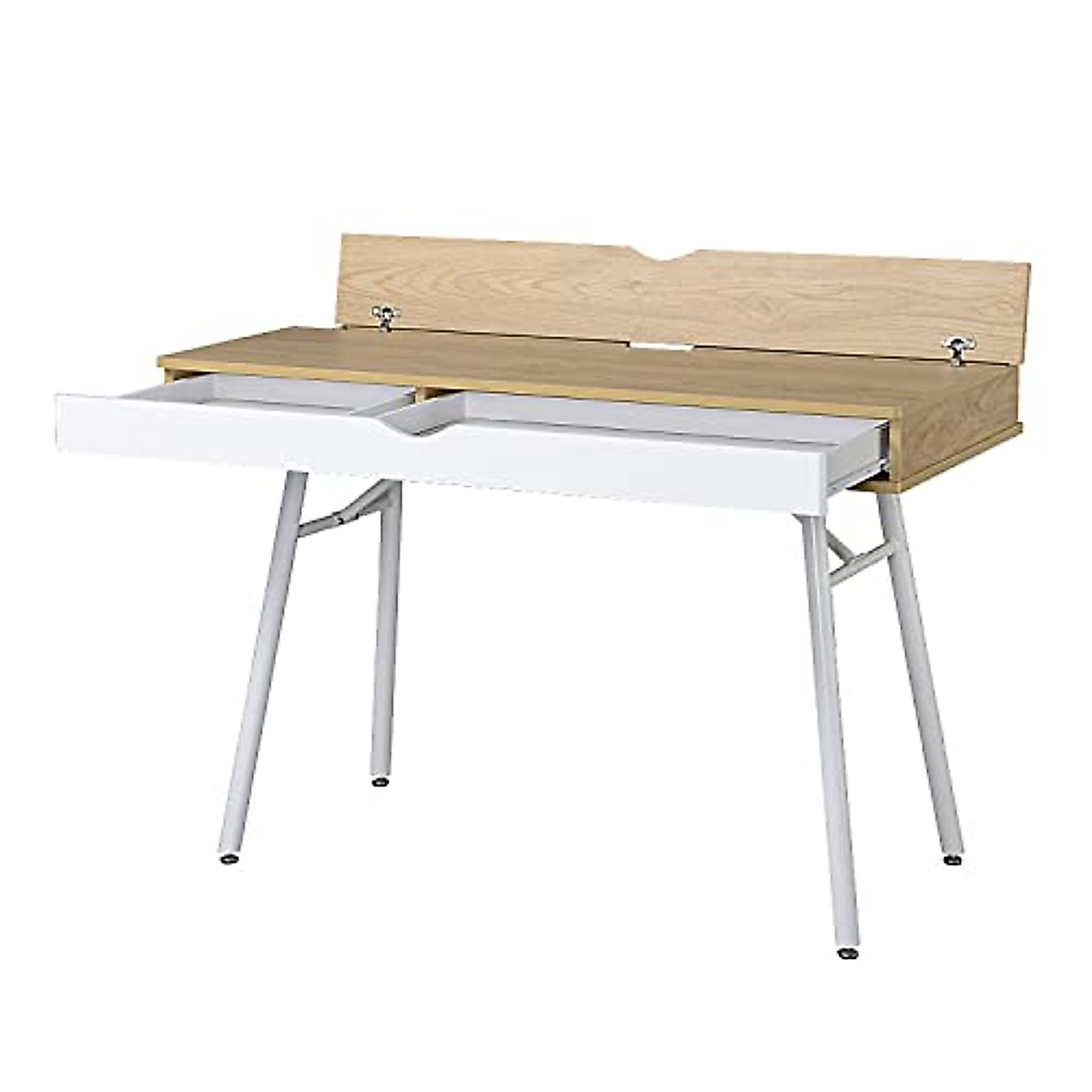 Techni Mobili Modern Multi Computer Desk with Storage, 30" x 21.7" x 45.3", Pine