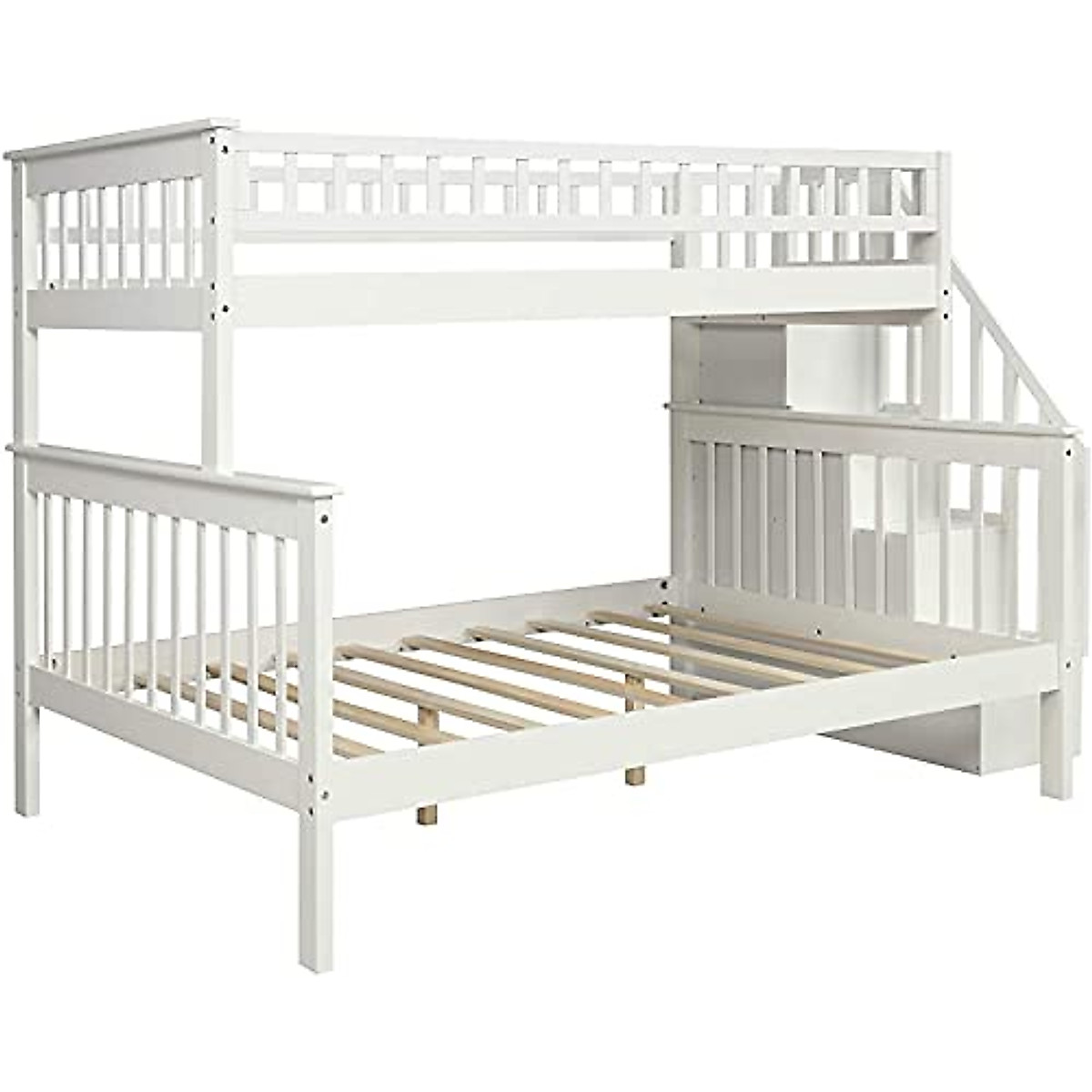 ATH-S Bunk Beds Twin Over Twin Wood Bunk Bed Frame for Boys Girls Teens, Can be Divided into 2 Beds, Gray (Color : White, Size : Twin Over Full)