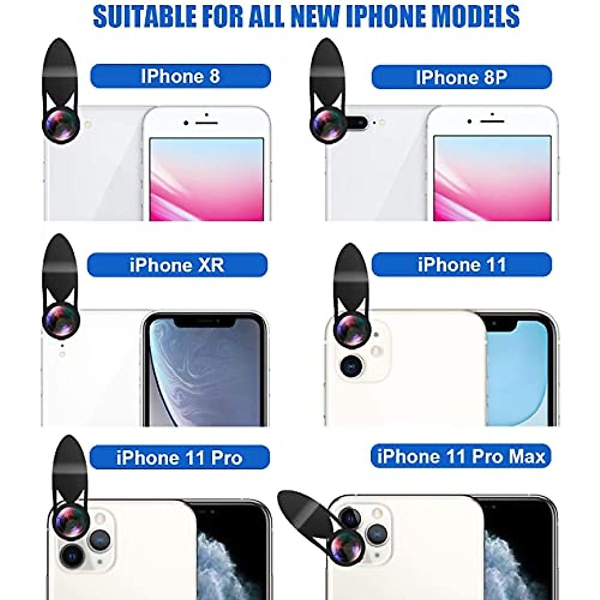 KEYWING Phone Lens Kit 9 in 1 Phone Camera Lens, Zoom Lens+198° Fisheye +0.35X Super Wide-Angle + 20X Macro Lens + 0.63X Wide Lens + CPL +Kaleidoscope Lens +Starburst for iPhone Samsung Android