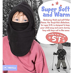 Tough Headwear Kids Winter Hat with Mask - Ski Mask for Kids - Ninja Kids Balaclava & Winter Face Mask for Kids w/Hood - Balaclava Black