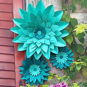 Mybbshower Teal Turquoise Aqua Paper Flower for Floral Wedding Centerpiece Backdrop Hanging Decor Birthday Centerpieces Baby Bridal Shower Pack of 6
