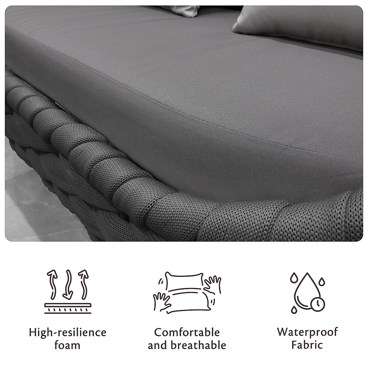 ercimi 4 Pieces Set Aluminum Outdoor&Indoor Sofa, Modern Patio Furniture Set Conversation Set with Soft Cushion and Coffee Table for Balcony Garden，Black