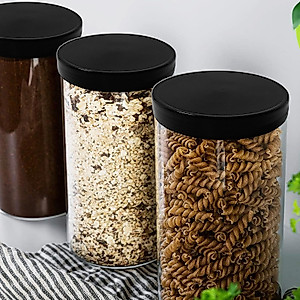 UEJYWUY 16 Pack 27 Oz Plastic Jars With Screw Lids, Wide Mouth Empty Clear Plastic Storage Container, Food Grade Large Round Jar for Household and Kitchen Organizing