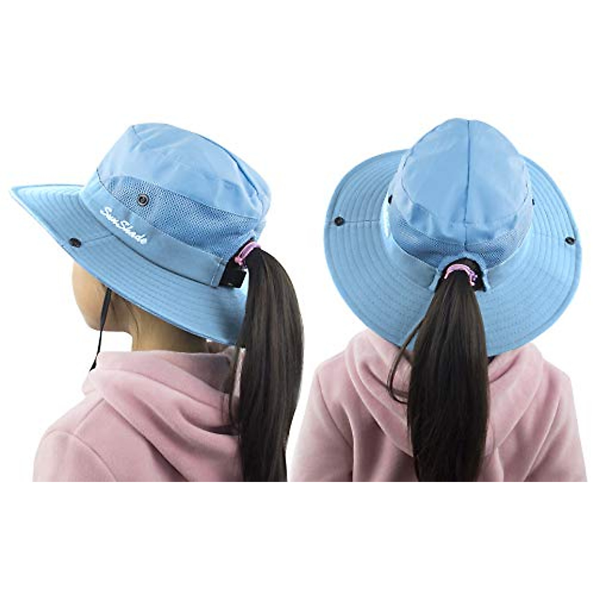 Toddler Child Kids Girls Summer Sun Hat UV Protection Wide Brim Beach Hat Floppy Bucket Hats for Fishing Gardening Pure Sky Blue
