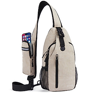 BOSTANTEN Sling Bag, Crossbody Backpack RFID Shoulder Chest Bag for Men Women Travel Hiking Casual Daypack, Khaki