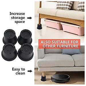 HANIHUA 6 Pack Furniture Risers Black Bed Risers 2 inch, Bed Lifts Risers for Sofa, Couch, Desk, Heavy Duty Bed Frame Risers Table Leg Extenders Supports Up to 1,300 Lbs